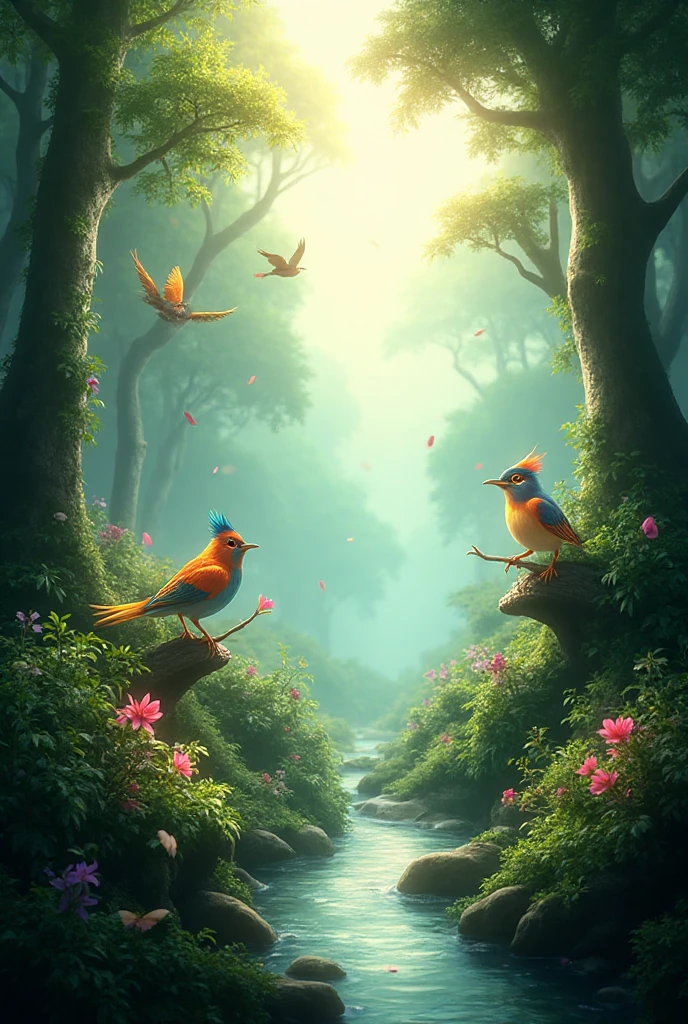 Natural scenery with beautiful birds - SeaArt AI