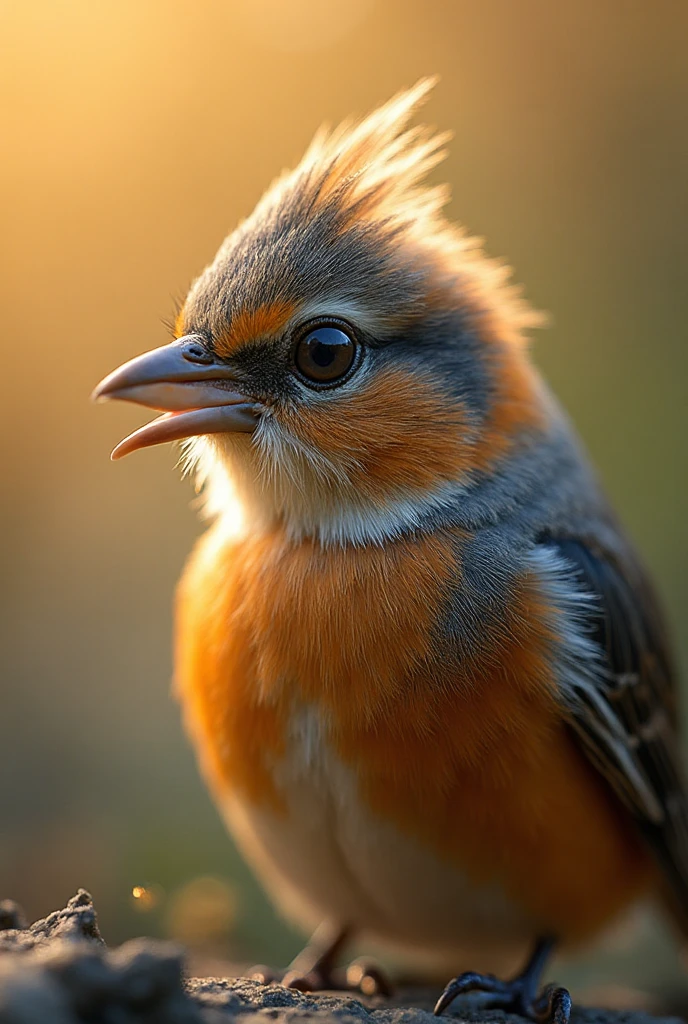 A mesmerizing close-up portrait of a gorgeous little bird illuminated ...