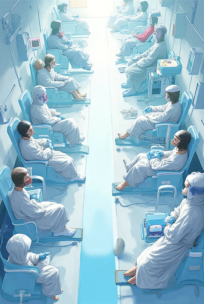 Create a square color image with the concept of types of hospital ...