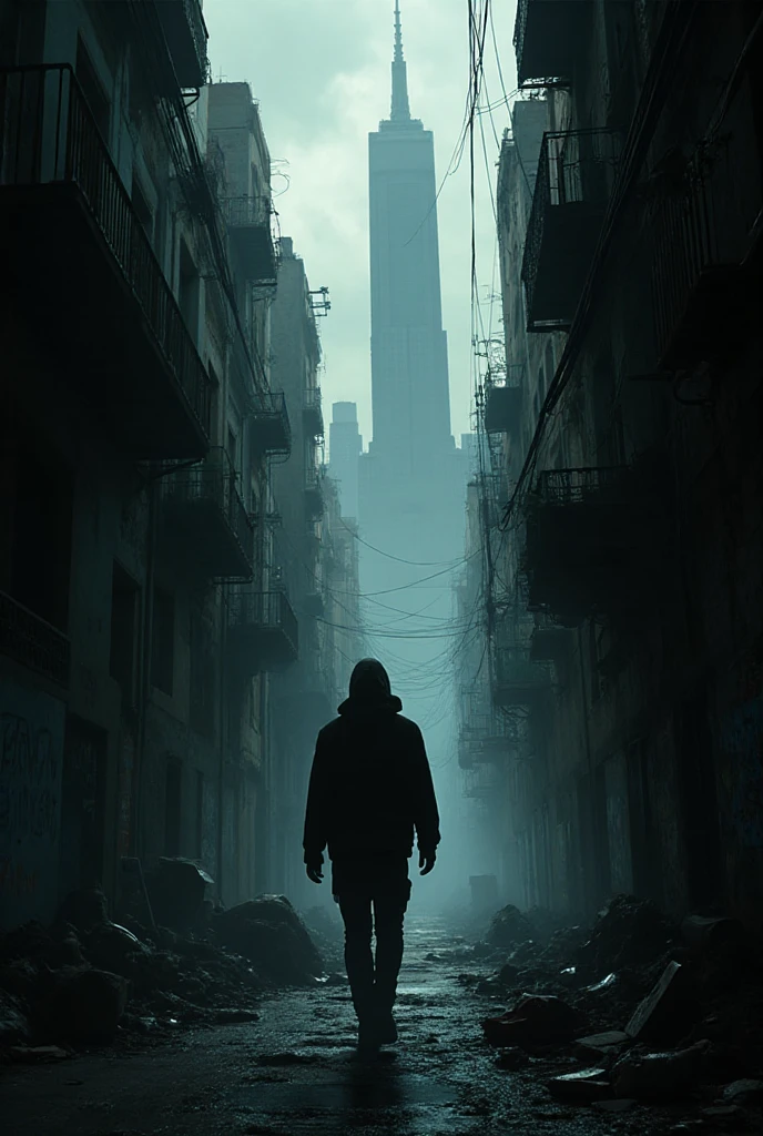 A man is going alone into the scary city - SeaArt AI