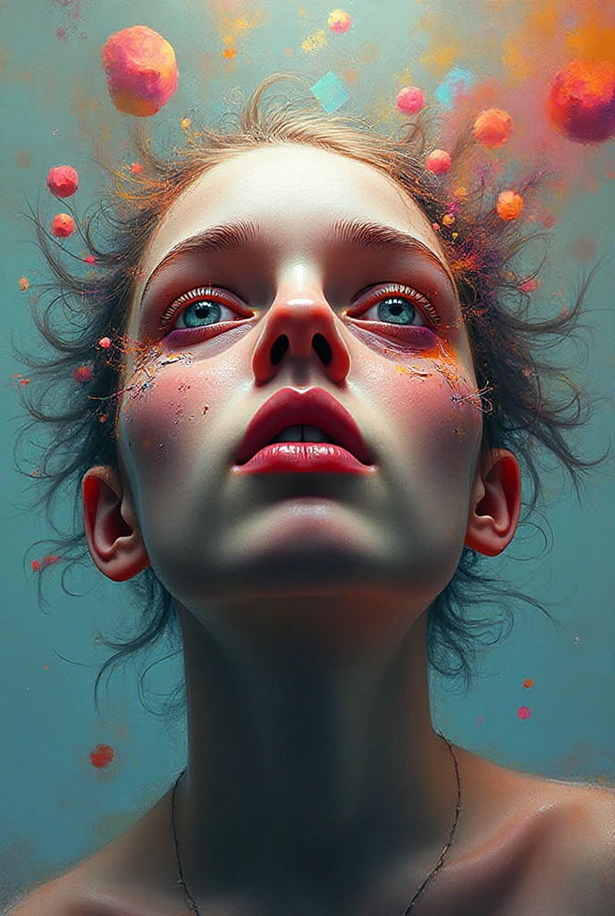 Surreal portrait of myself with melting features and floating geometric ...