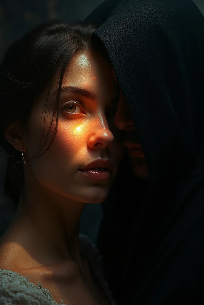 Close-up woman of light against man of darkness - SeaArt AI