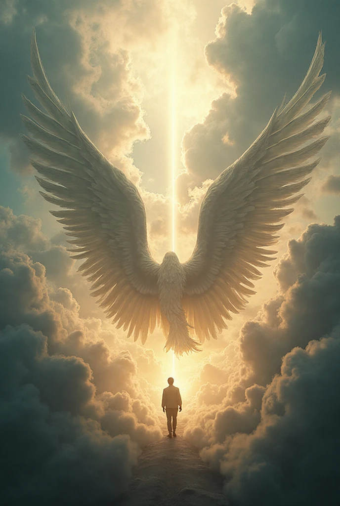 A surreal hyperrealistic image showing a colossal divine arm descending ...