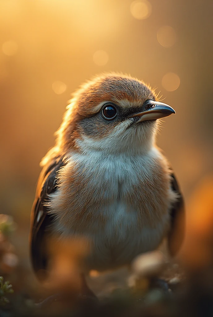 A mesmerizing close-up portrait of a gorgeous little bird illuminated ...