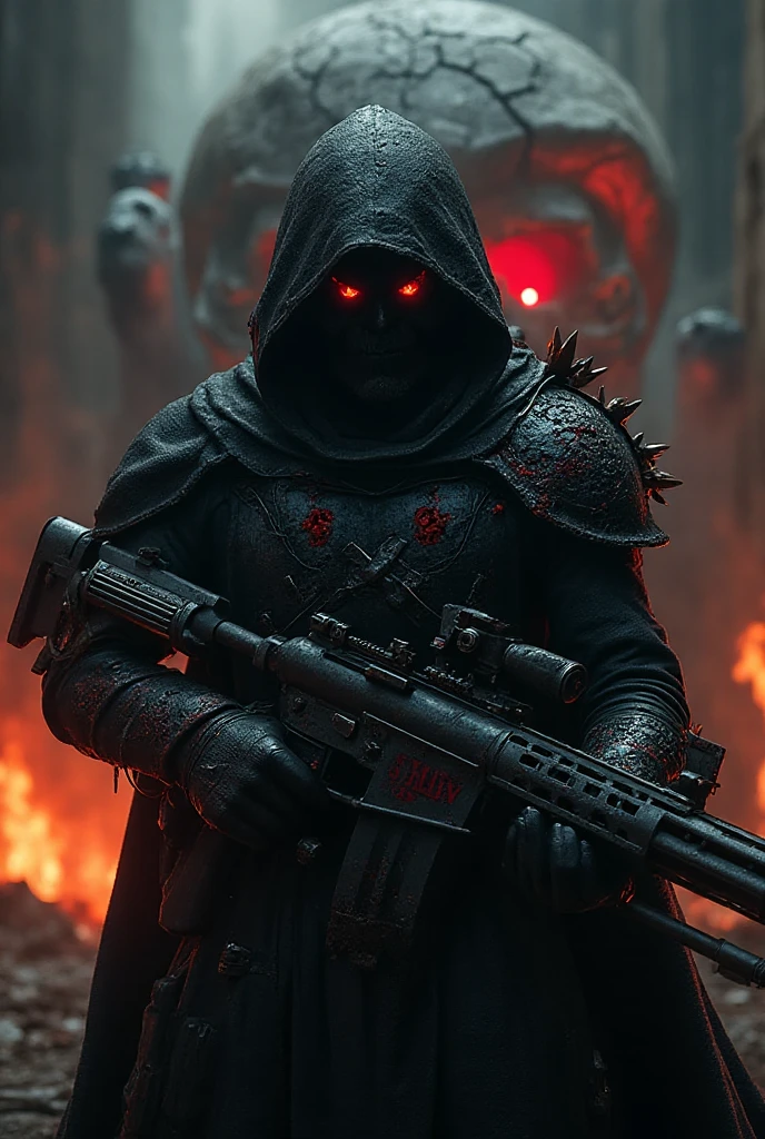 Prompt for DP: Deadly sniper in shadows, eyes blazing crimson - SeaArt AI