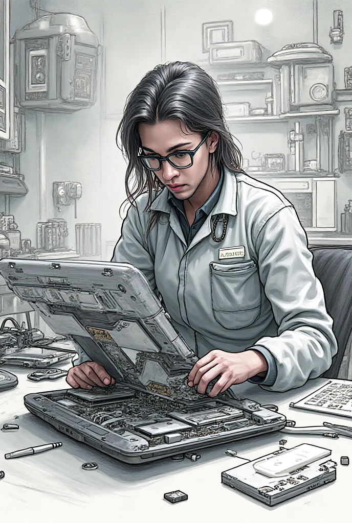 A drawing of a laptop technician - SeaArt AI