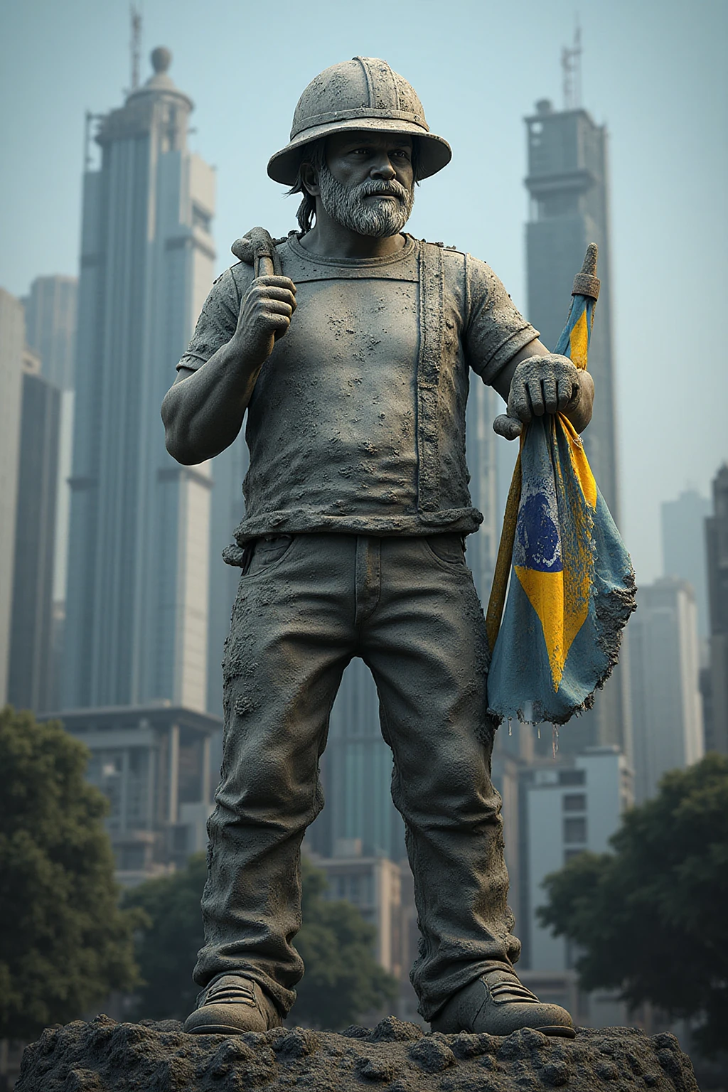 Statue of a concrete builder, concrete t-shirt, Conceto builder helmet ...