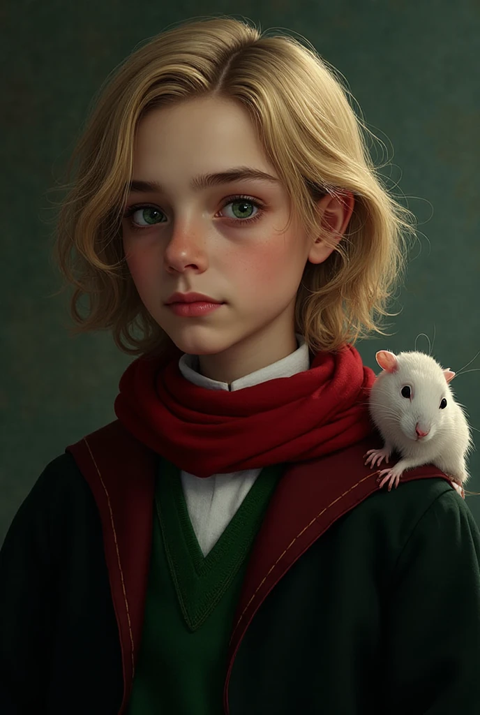 Create a realistic image of young Mathieu Amalric in Hogwarts Slytherin ...