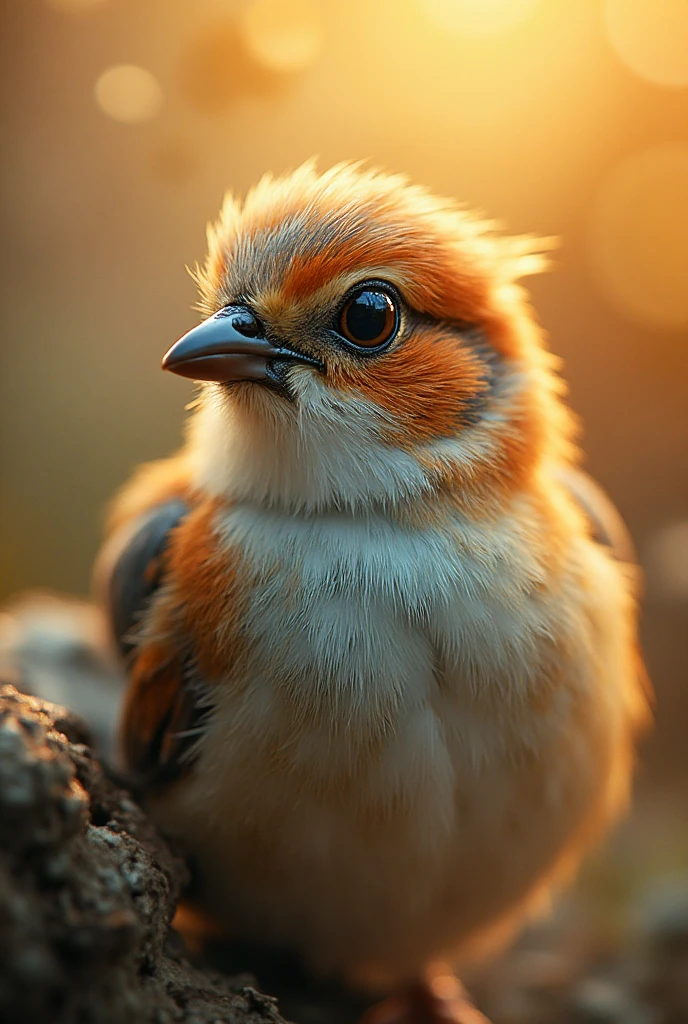 A mesmerizing close-up portrait of a gorgeous little bird illuminated ...