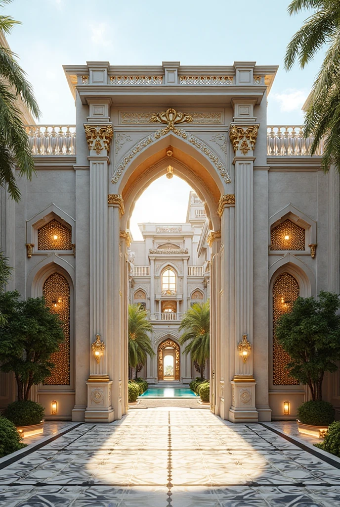 Ultra-realistic street-level view of a grand palace-style house in ...
