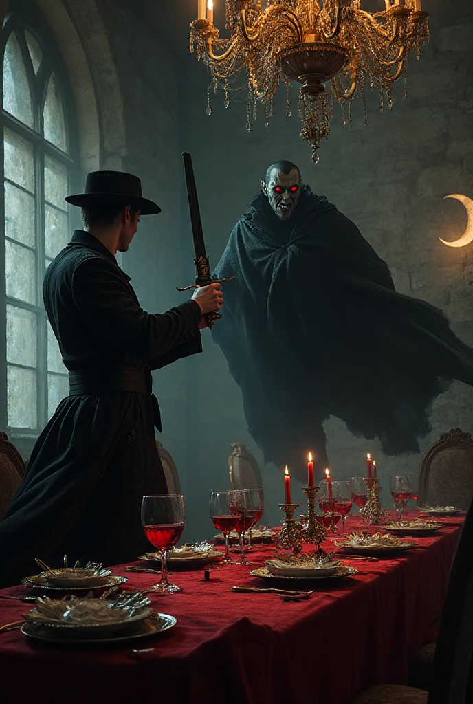 A vampire and a handsome young man are fighting。The handsome young man ...