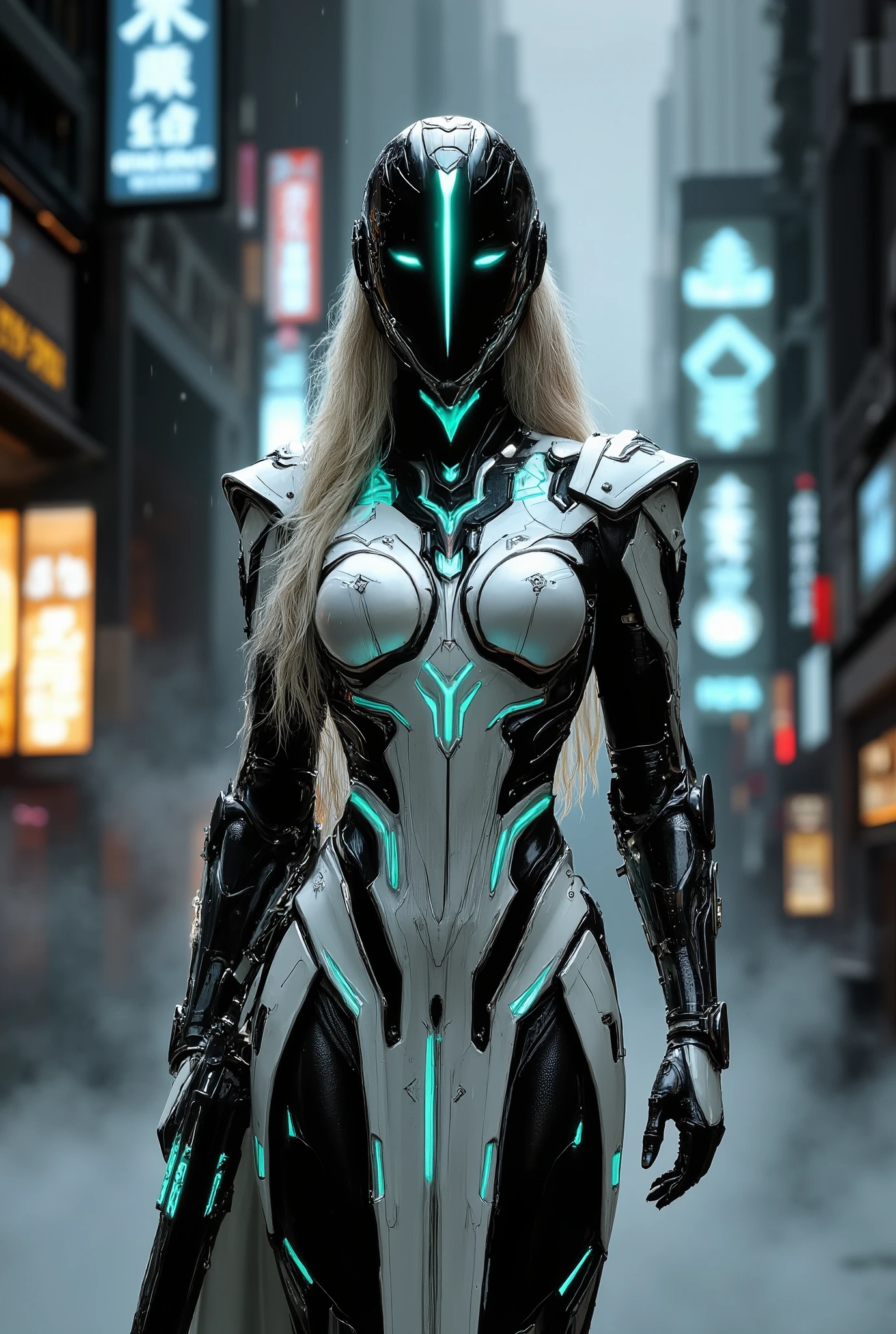 A futuristic cyberpunk cyber knight, full length image, ultra - SeaArt AI