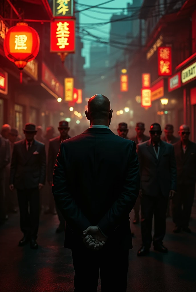 Cinematic mafia boss with his gang in Yaowarat Chinatown, Bangkok ...