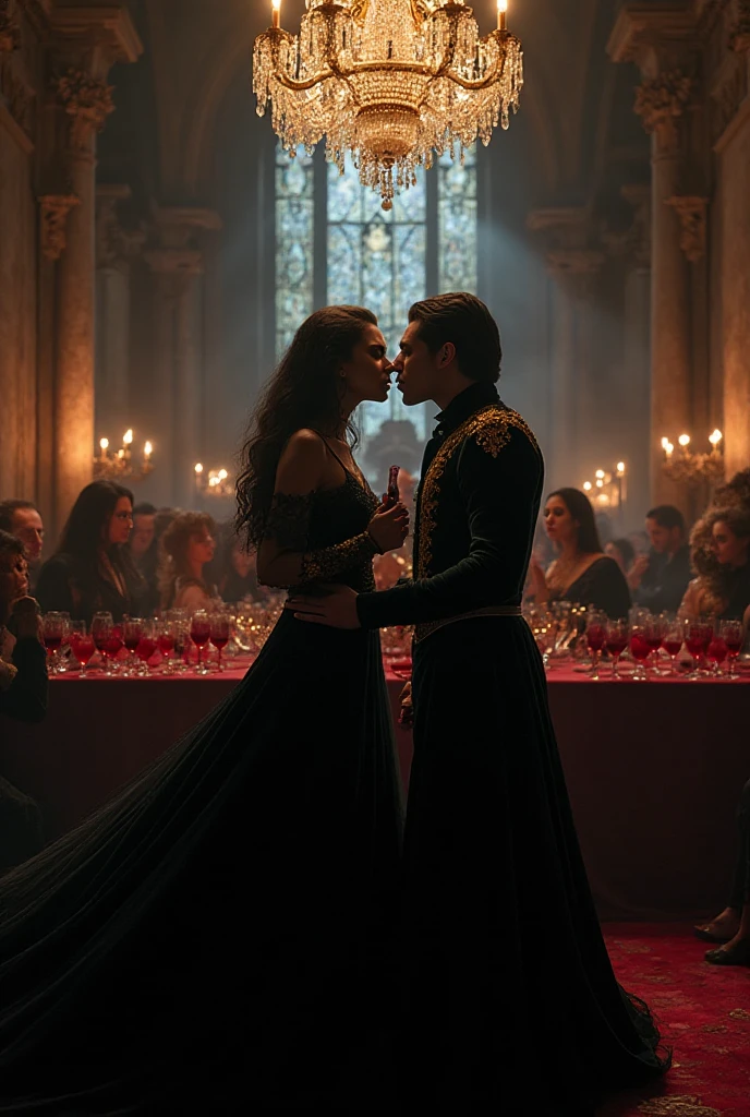 Vampire Noble Banquet in a Gothic Citadel, Elegant vampires dancing ...
