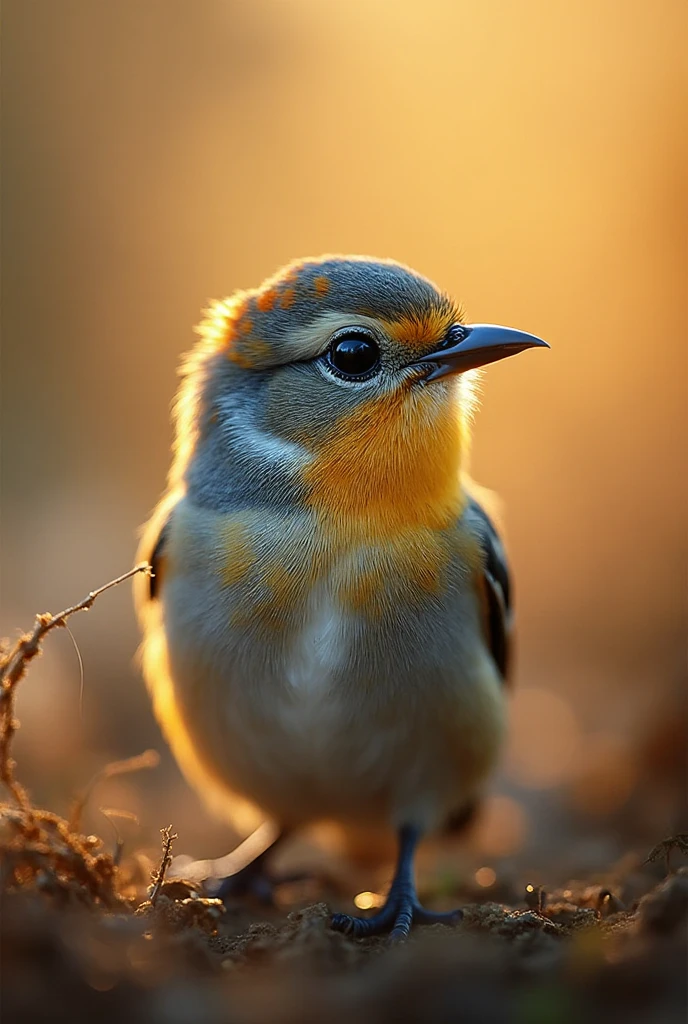 A mesmerizing close-up portrait of a gorgeous little bird illuminated ...
