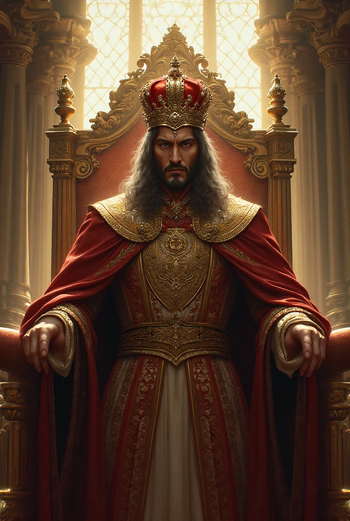 A drawing of a king with the name Rei Raí - SeaArt AI