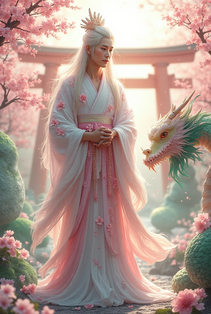 Divine Japanese Spring God, male, majestic and ethereal, inspired by ...
