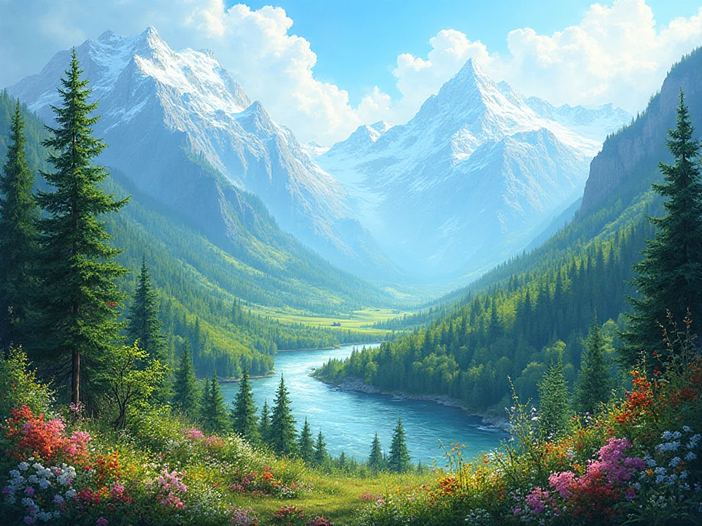 Painting majestic and colorful nature scenes - SeaArt AI