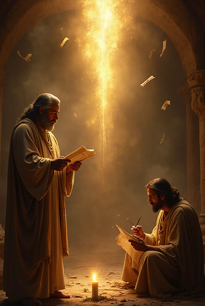 Ancient prophetic scene, Jeremiah the prophet receiving divine words ...