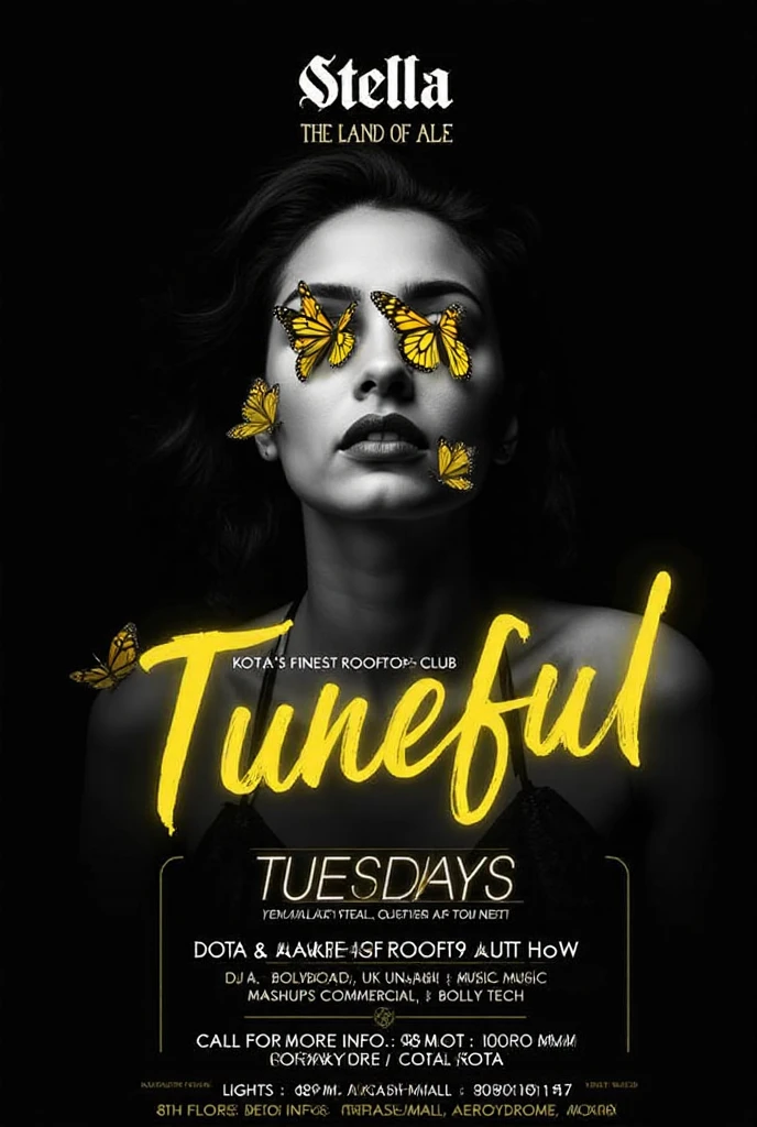 The image is an advertising poster for a nightclub or event featuring a ...