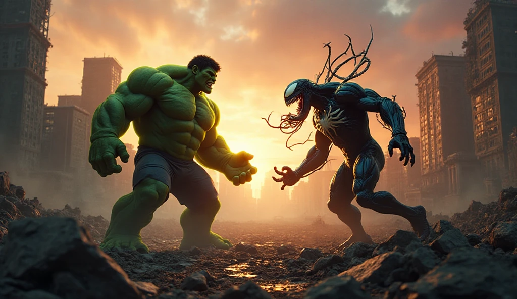 A cinematic and realistic 8K quality picture of a colossal battle ...