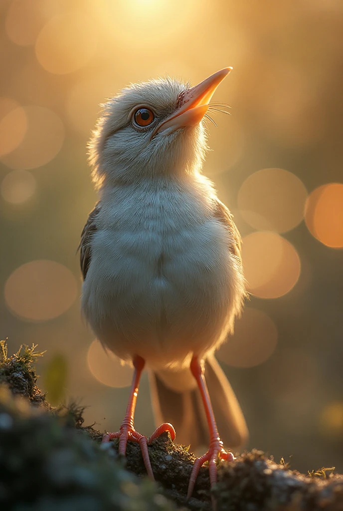 A mesmerizing close-up portrait of a beautiful little bird illuminated ...