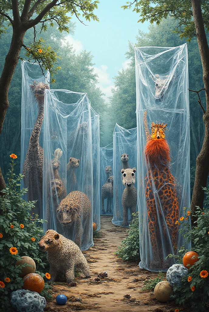 Mural with disposable plastic covers referring to the zoo - SeaArt AI