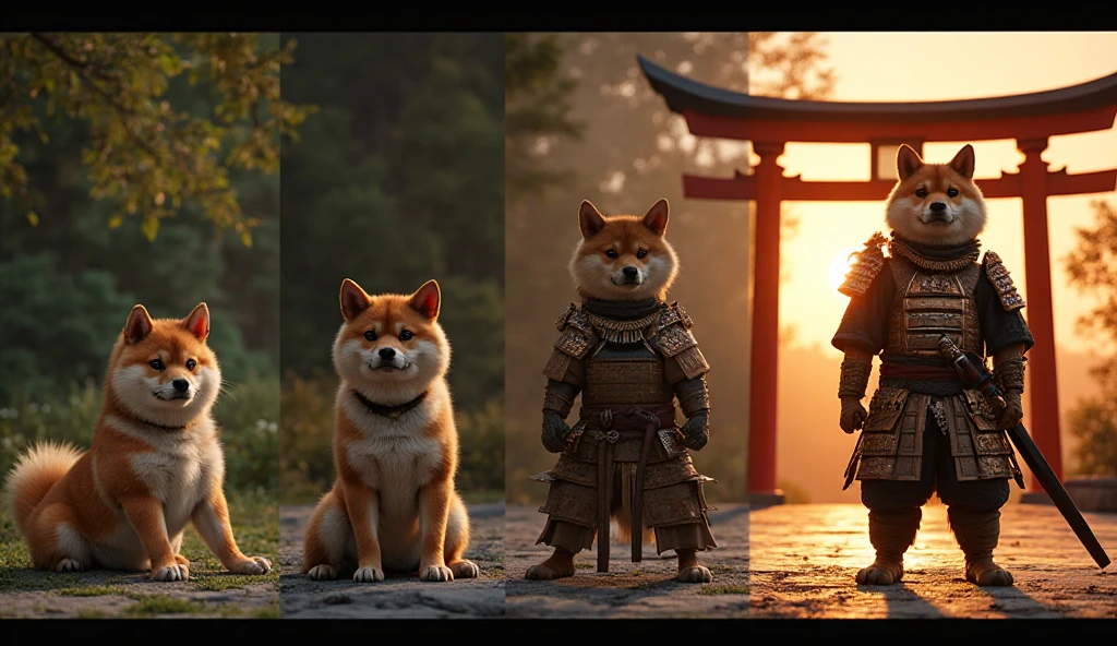 "Frame-by-frame evolution of a Shiba Inu dog transforming into an ...