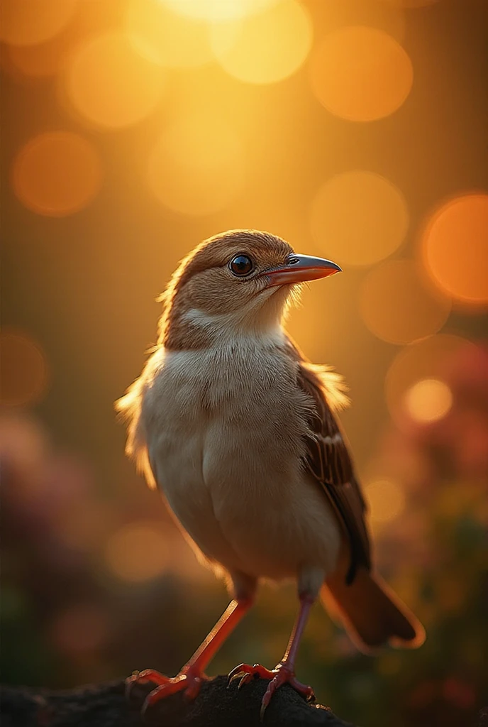 A mesmerizing close-up portrait of a gorgeous little bird illuminated ...