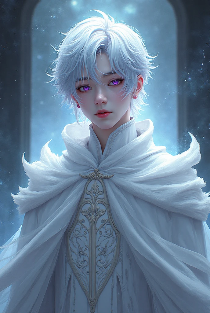 Male, silver hair, purple eyes, emperor, drowsy eyes, soft and white skin - SeaArt AI