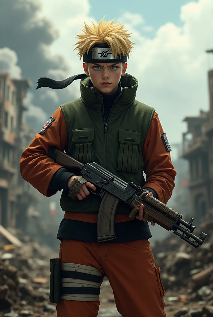 Create Naruto with an AK-47 in your hand - SeaArt AI