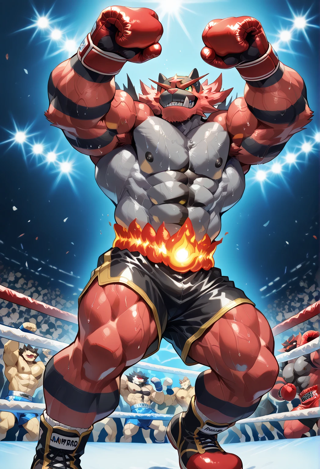Incineroar, anthro male, high quality, full body, looking at viewer ...
