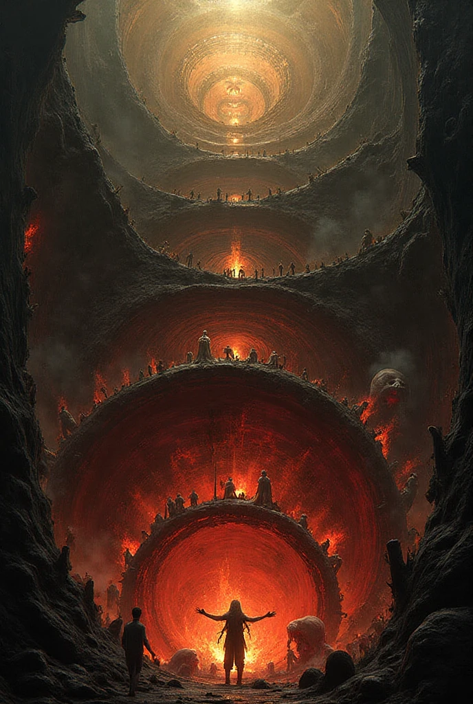 9 stages of hell in divine comedy inferno - SeaArt AI