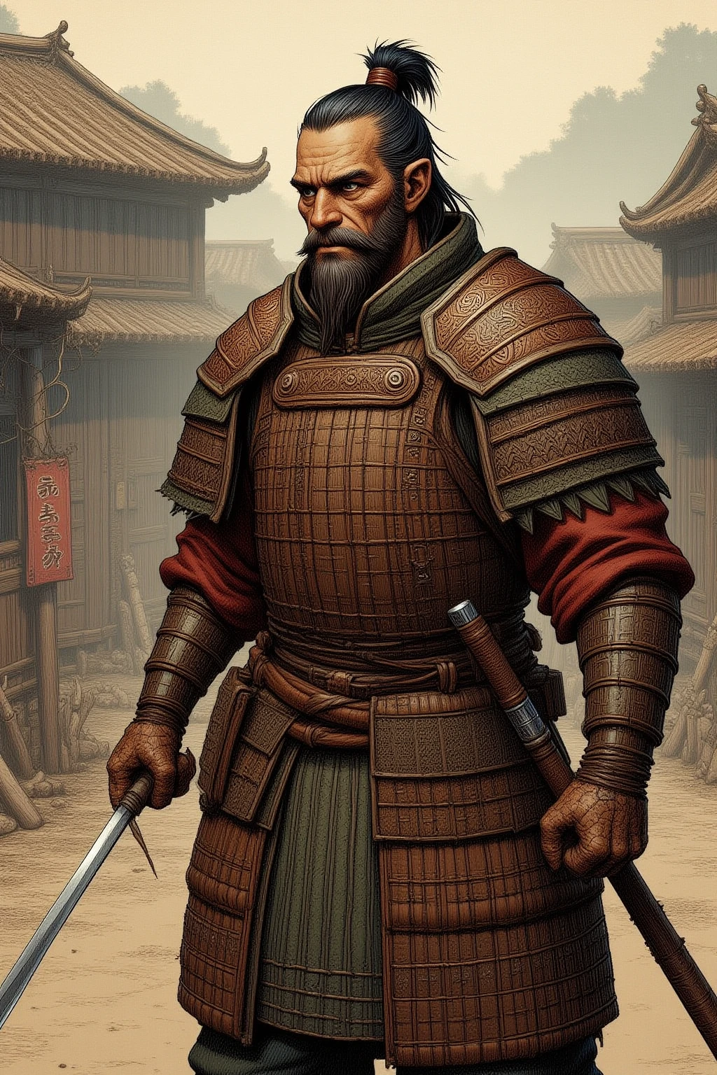 Taro (Old human soldier from the village in an old Japanese village ...