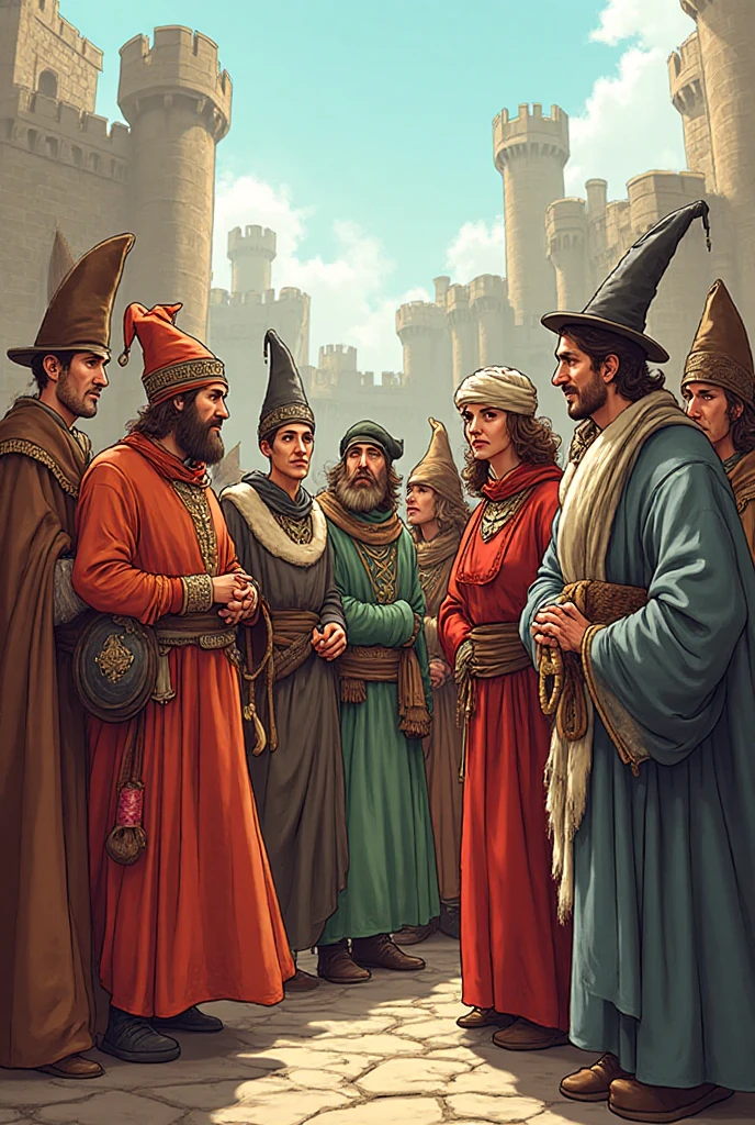 Nobles in fancy silk robes and tall hats, peasants in rough itchy wool ...