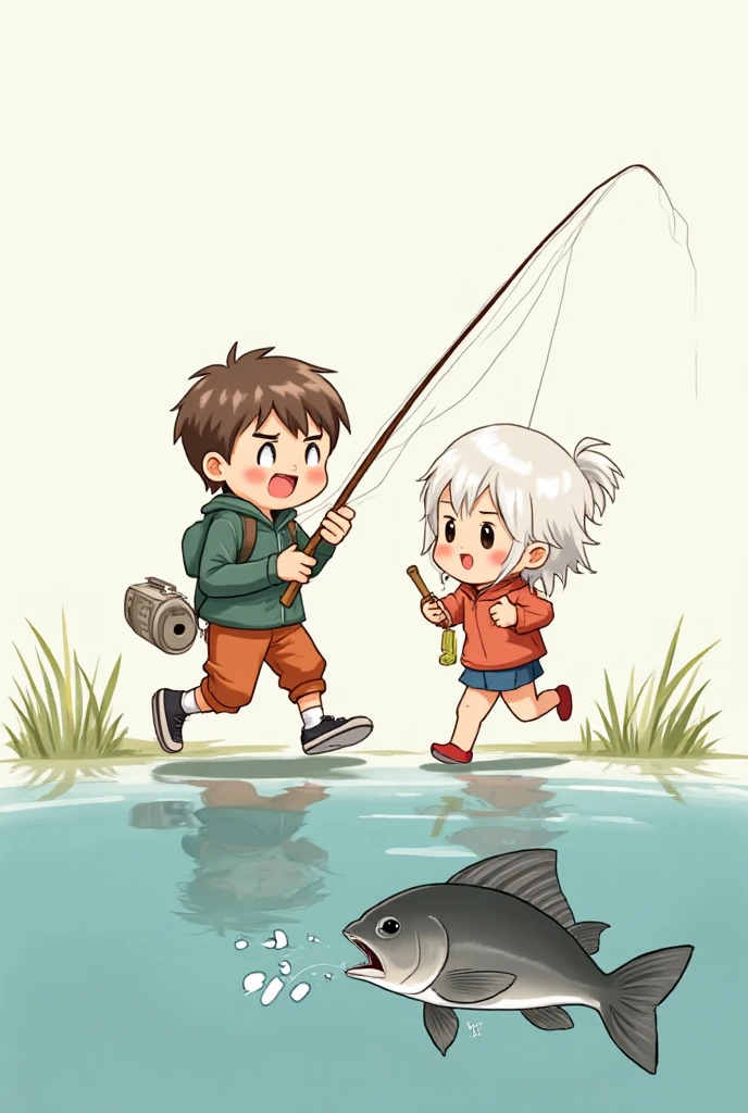 A pair of lovely chibi fishing. The picture depicts: · He: Standing ...