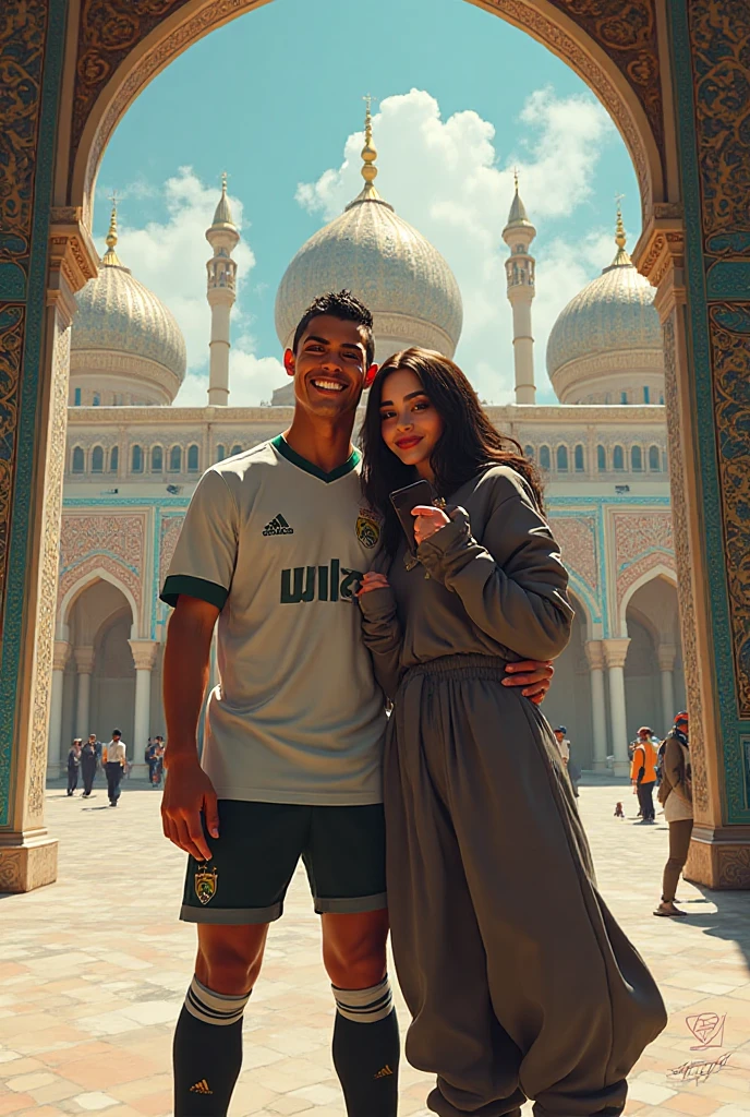 Now make a picture of Ronaldo with Billy Eilish taking a selfie at the ...