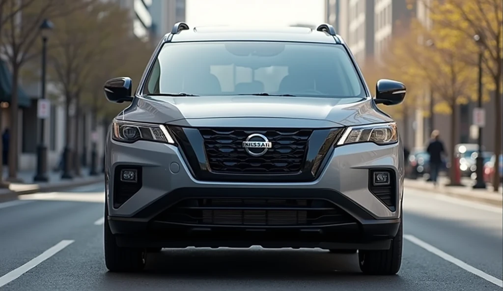 A photorealistic 2026 Nissan Pathfinder SUV in metallic grey - SeaArt AI