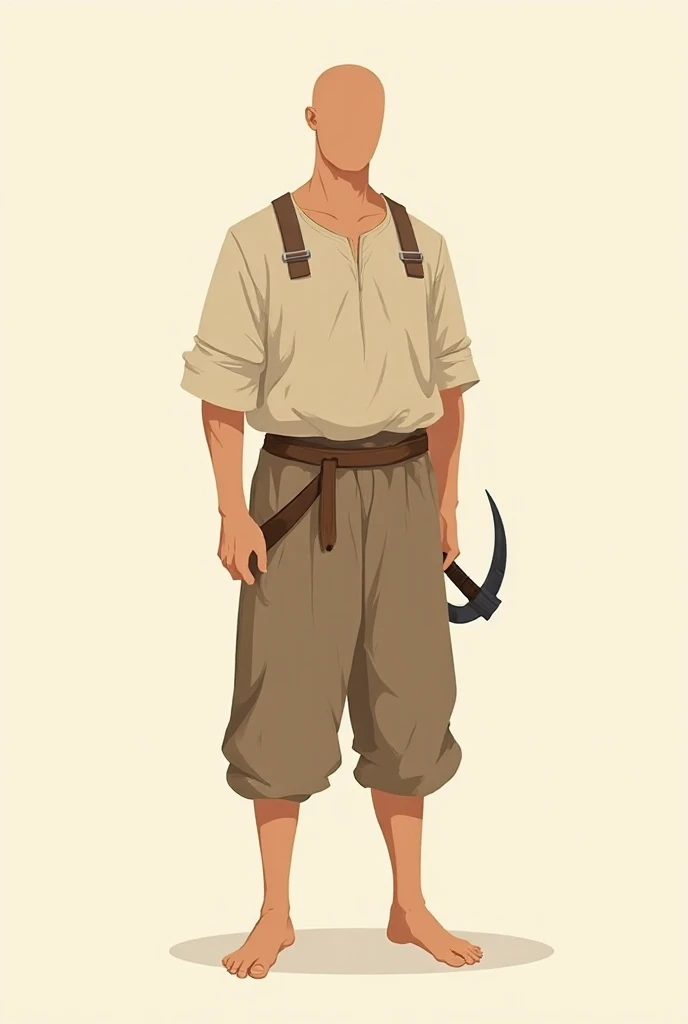 The Farmer Warrior Minimalist cartoon character, faceless humanoid ...