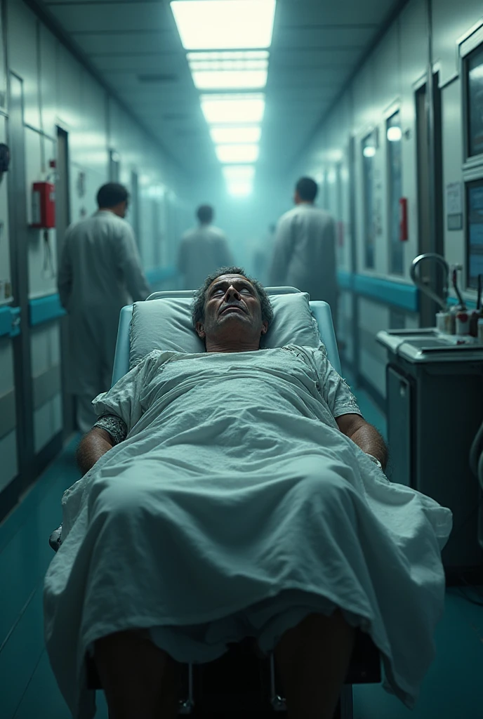 Create an image of a patient being driven to different test rooms in ...