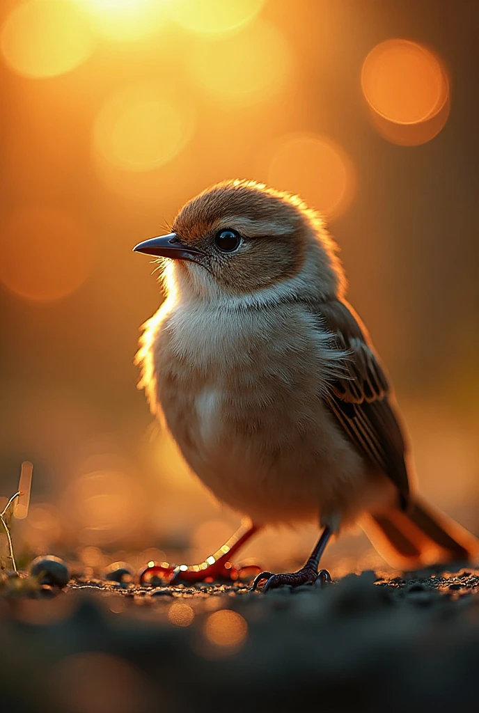 A mesmerizing close-up portrait of a gorgeous little bird illuminated ...