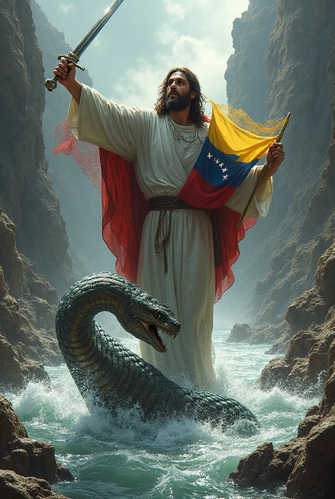 Jesus Christ with sword and flag of Venezuela defeating the evil ...