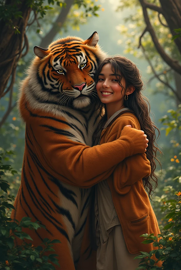 I want a picture of Susy Diaz and the tigress hug - SeaArt AI