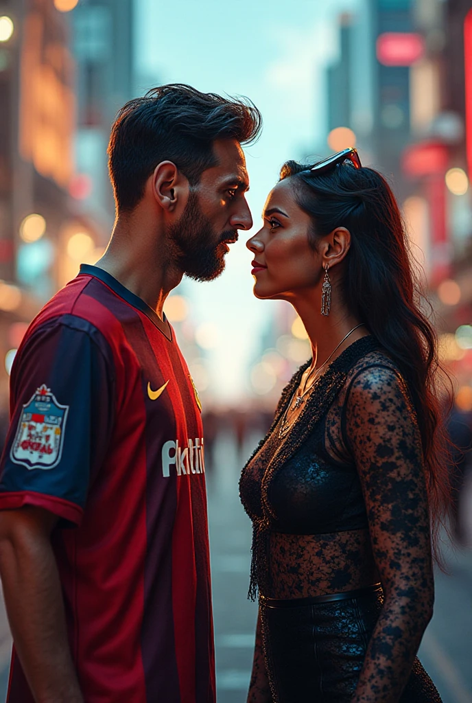 Take a picture of Messi and Mia Kalifha - SeaArt AI