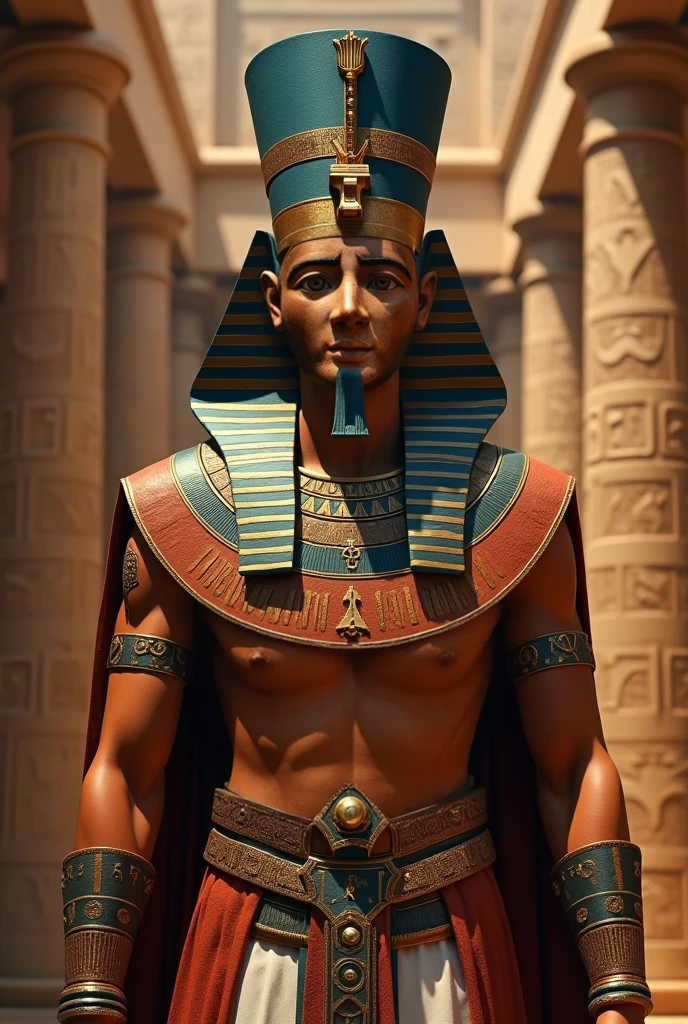Make him look like an Ancient Egyptian Pharoah from the year 1000BC ...
