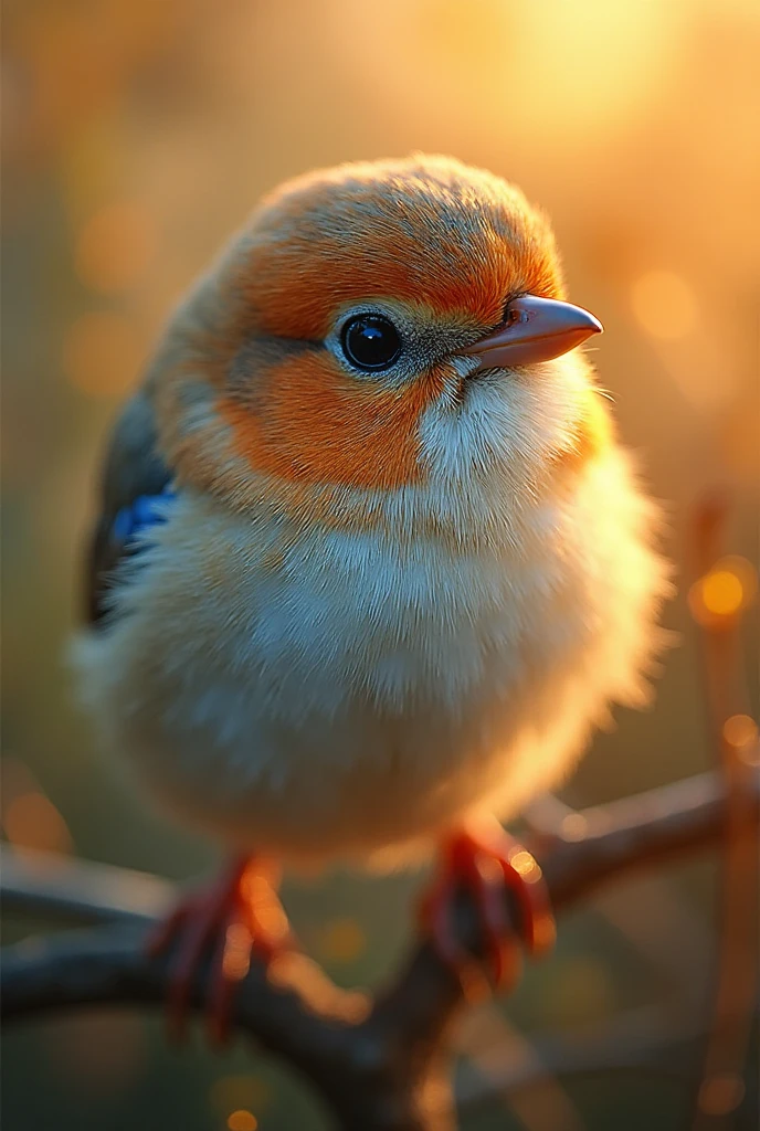 A mesmerizing close-up portrait of a gorgeous little bird illuminated ...
