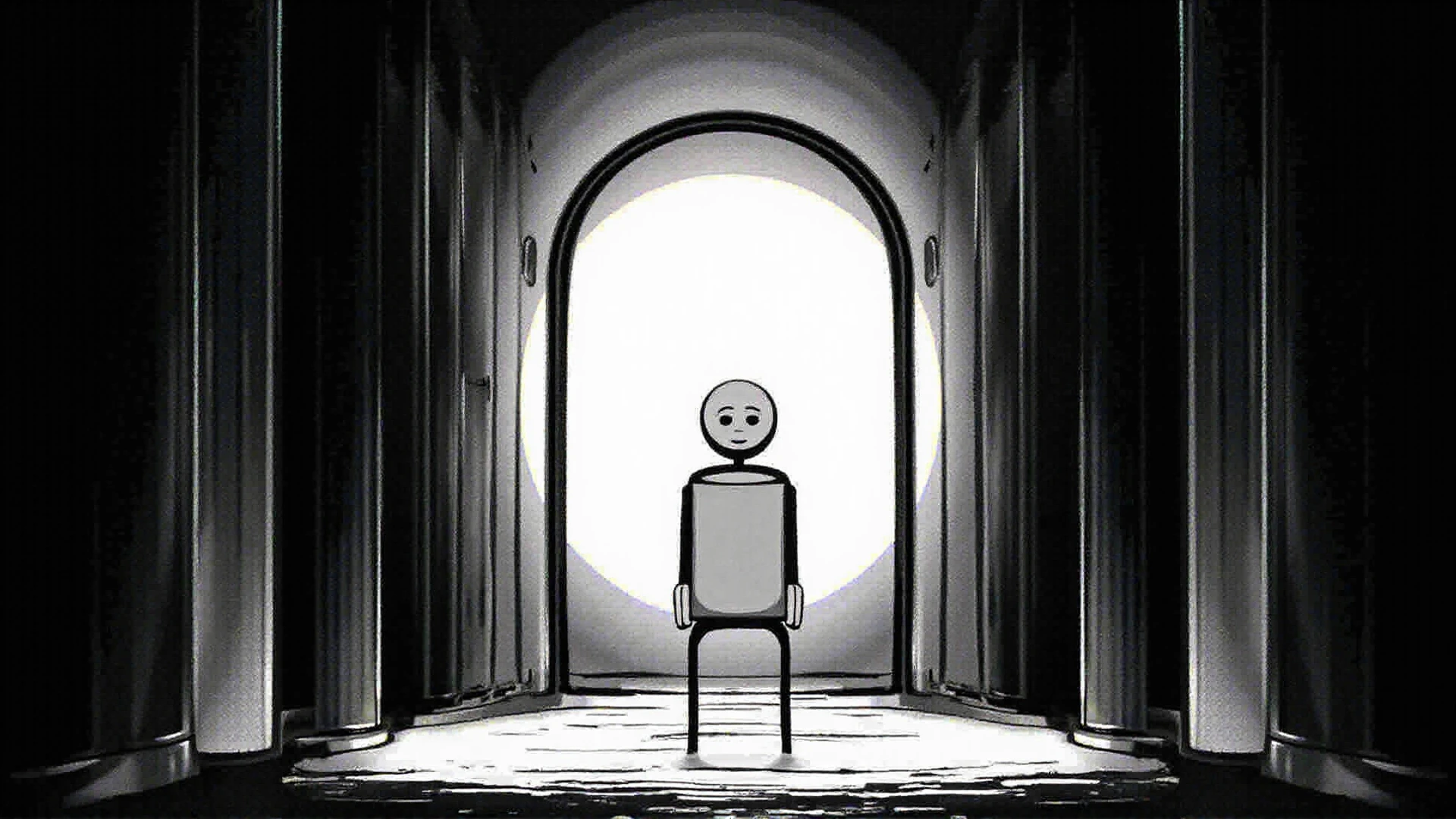 A stick-man holding up a mirror reflecting equal light from both sides ...