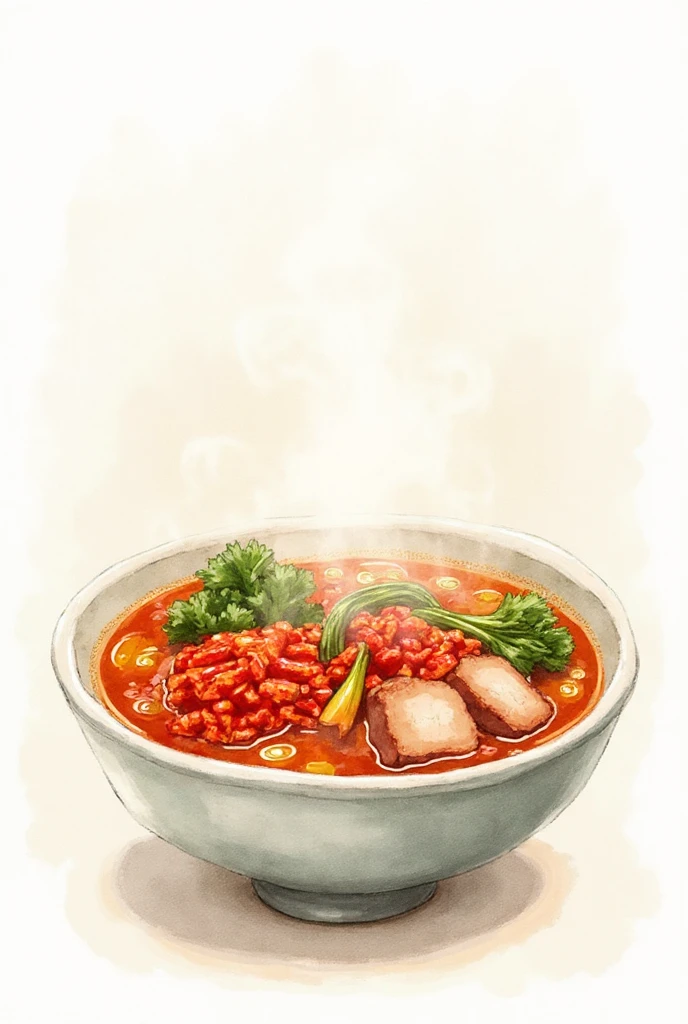 Cute kimchi jjigae food design with watercolor lines - SeaArt AI