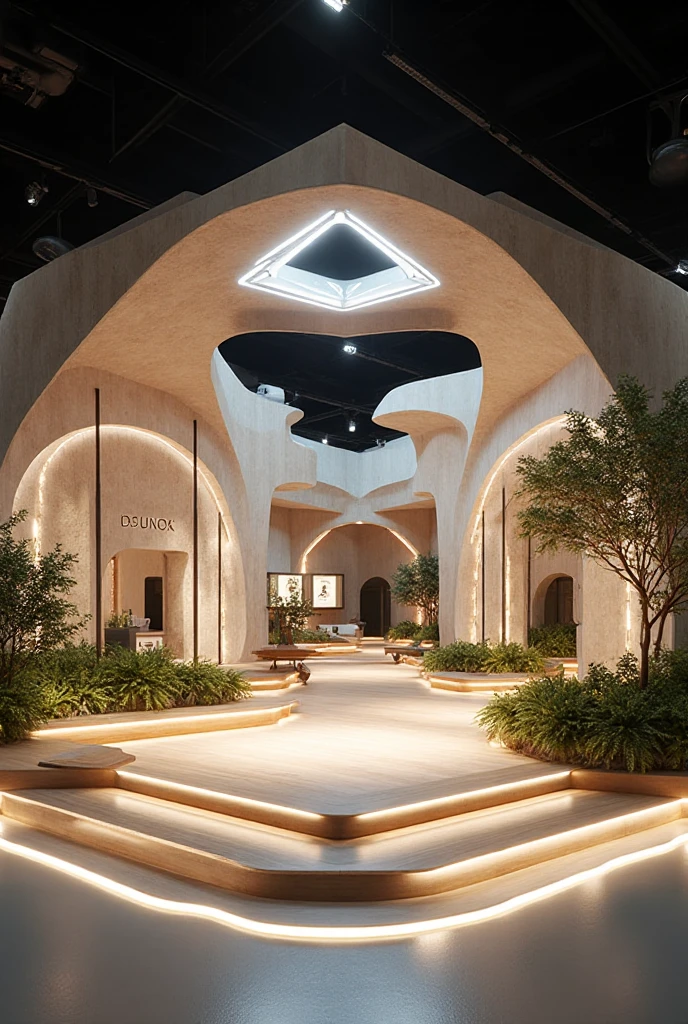 Commercial exhibition booth, modern architectural design, 12x8 meters ...