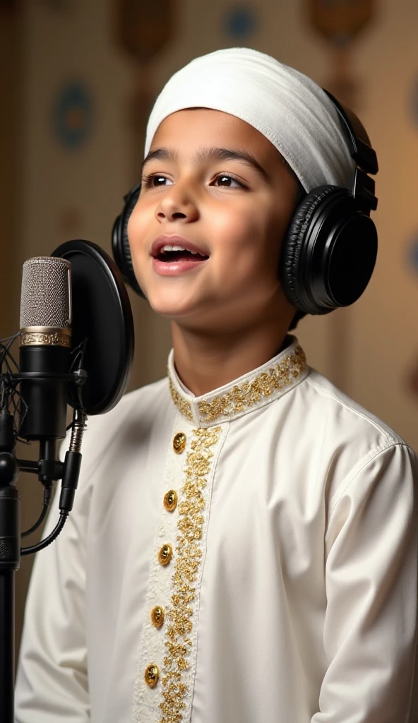 "A young, cute and handsome boy wearing a traditional white embroidered ...